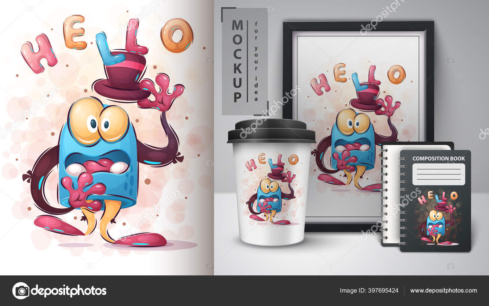 Hello monster - poster and merchandising. Stock Vector by ©rwgusev ...