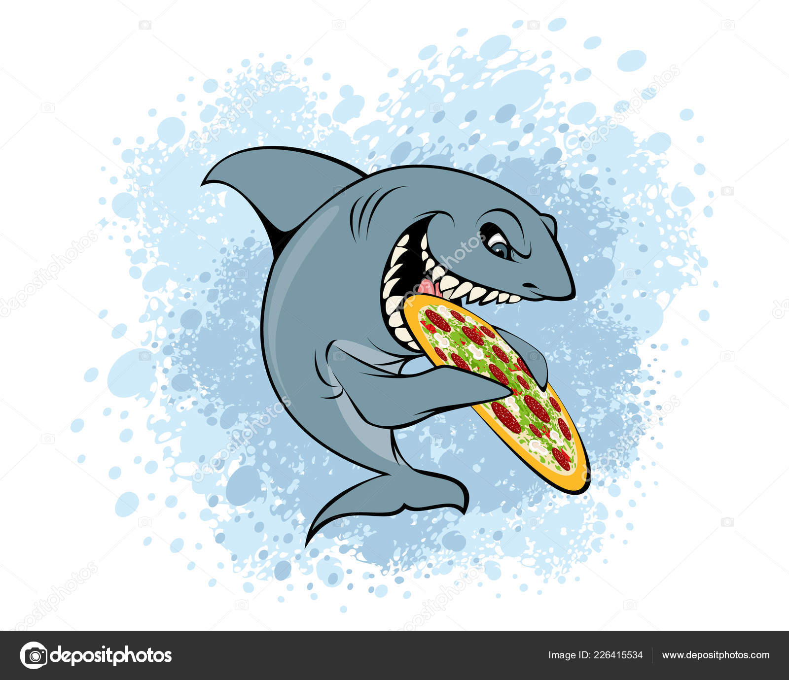 Vector Illustration Shark Eating Pizza Stock Vector by ©guingm55 226415534