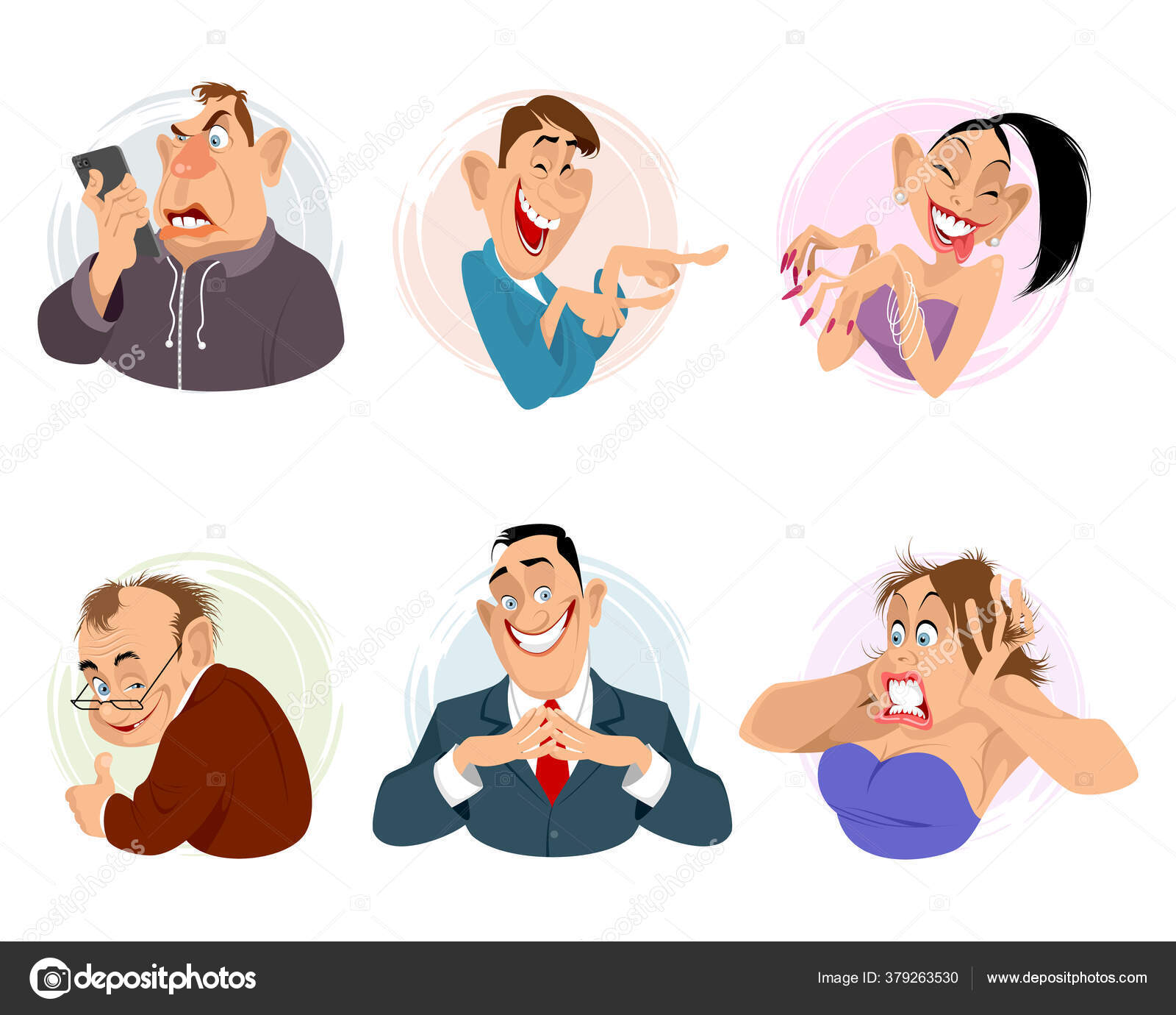 Vector Illustration Six Portraits People ⬇ Vector Image by © guingm55 ...