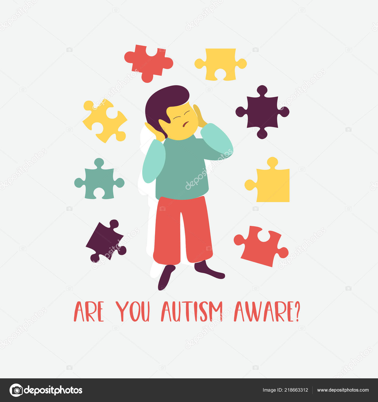 Autism Early Signs Autism Syndrome Children Vector Emblem Children Autism Stock Vector Image by ...
