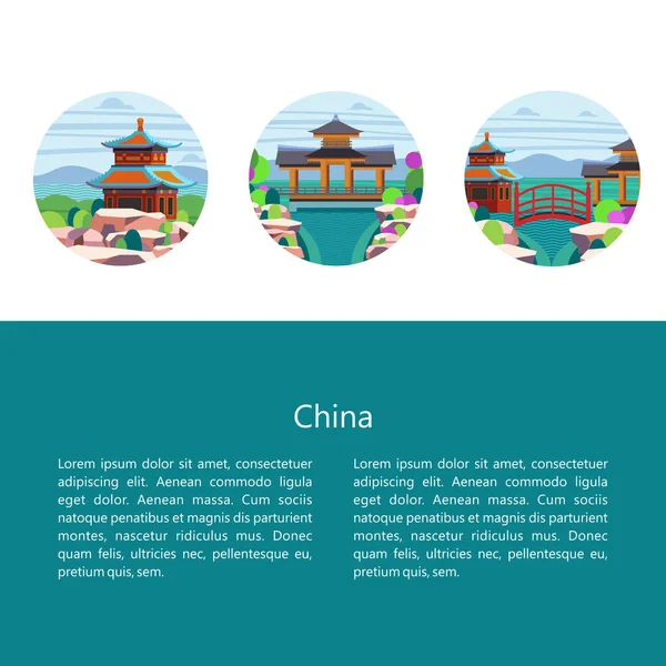 Magnificent Magical China Vector Illustration Emblem Place Text ...