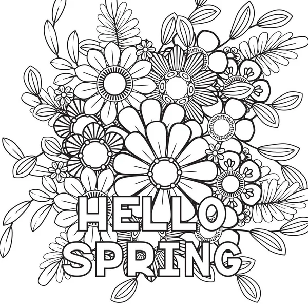 Hello spring coloring page ⬇ Vector Image by © elinorka | Vector Stock ...
