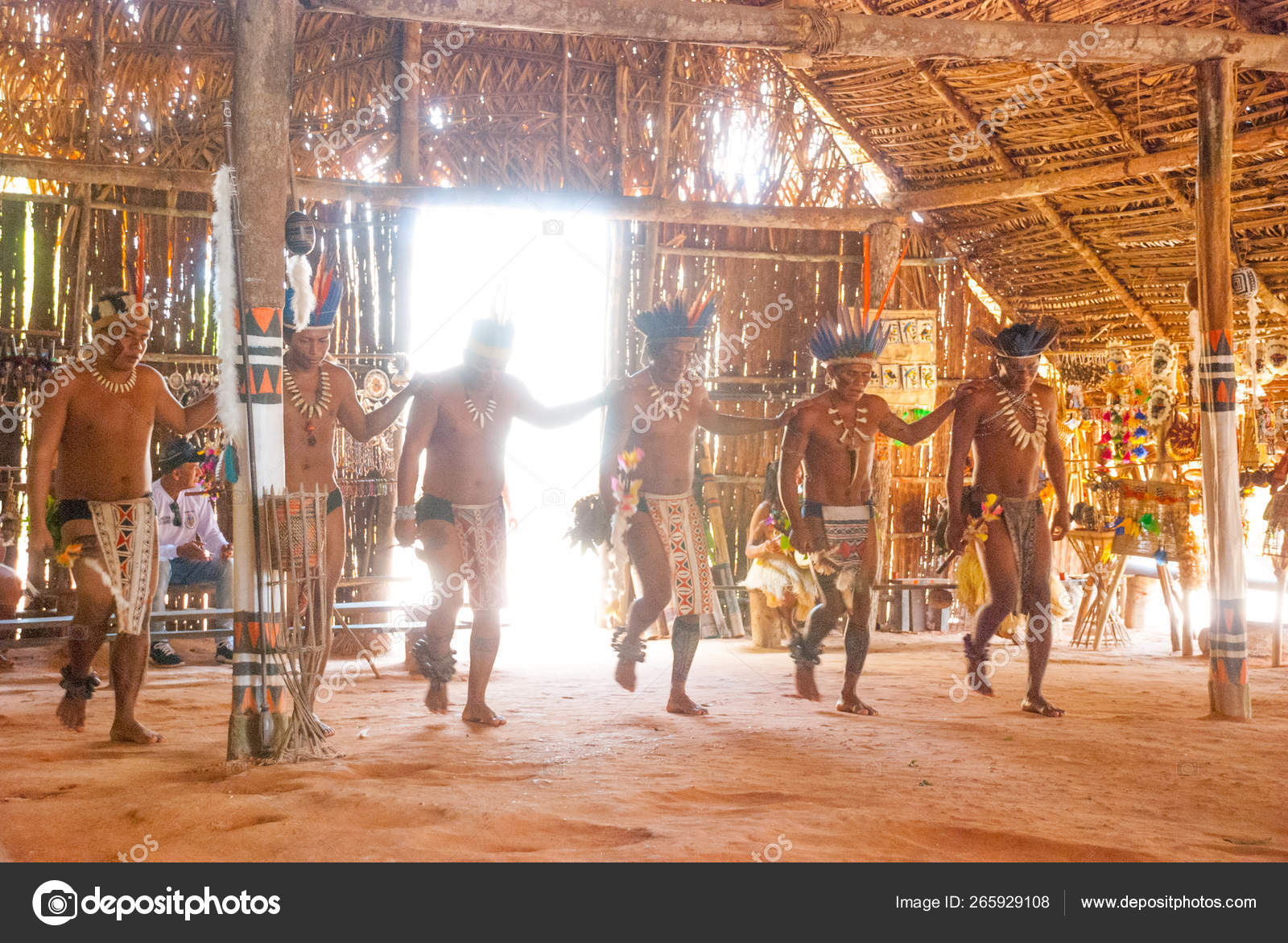 Tribes on the Amazon river in Brazil dancing for tourists. Amazon river ...