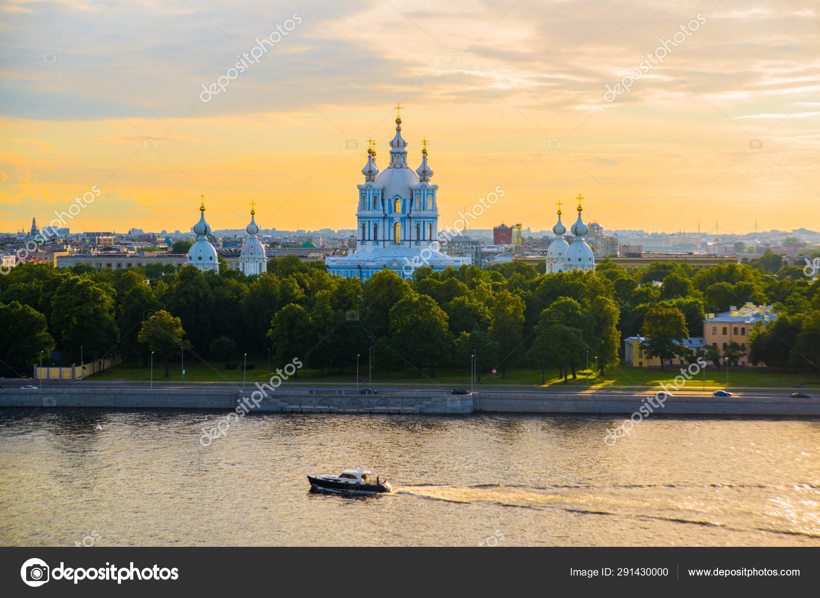Smolny Convent or Smolny Convent of the Resurrection. Baroque style ...