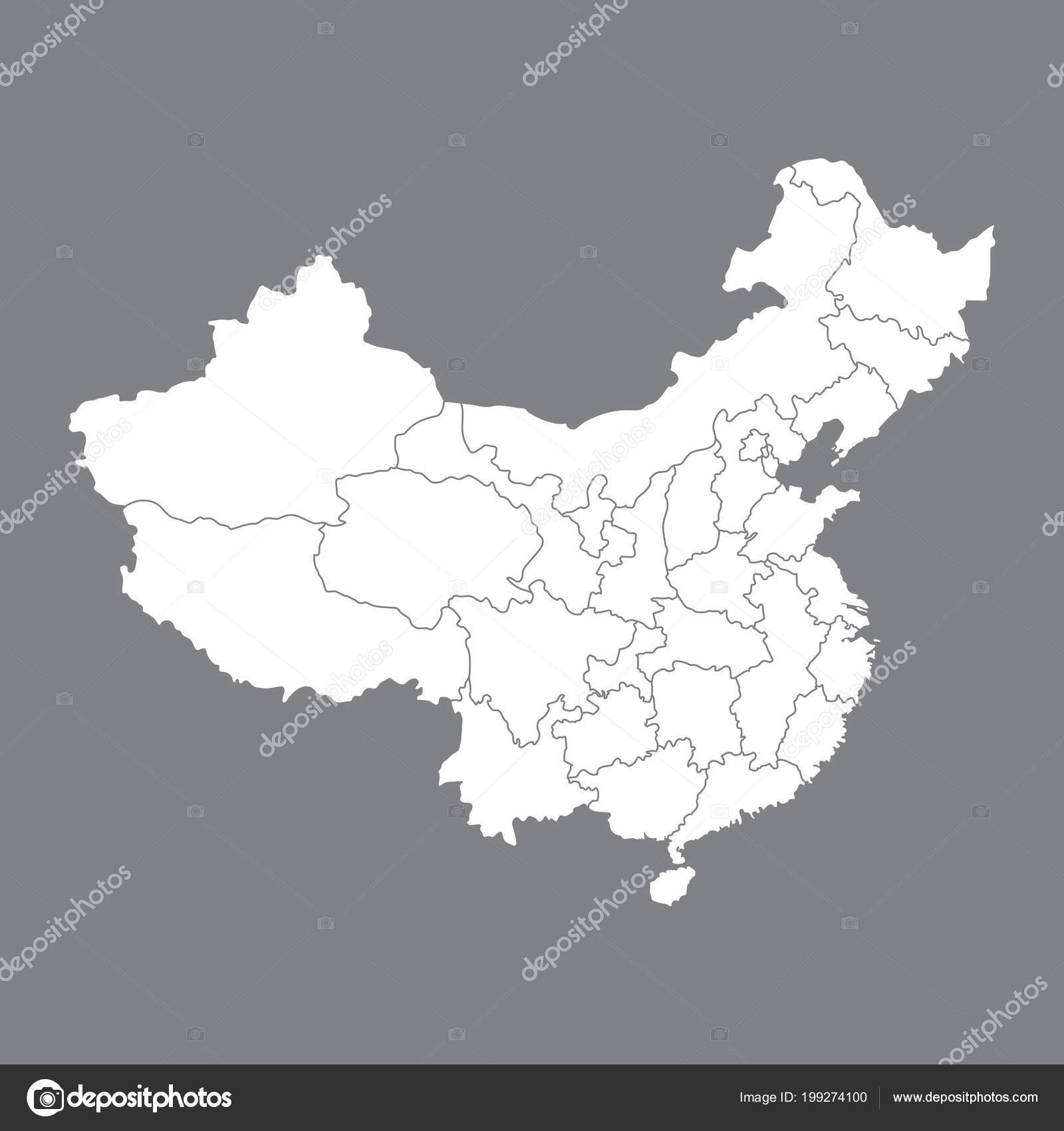 空白地图中国 中国地图与省 中国高品质地图在灰色背景 股票载体 矢量插图 Eps10 图库矢量图©karinanh 199274100