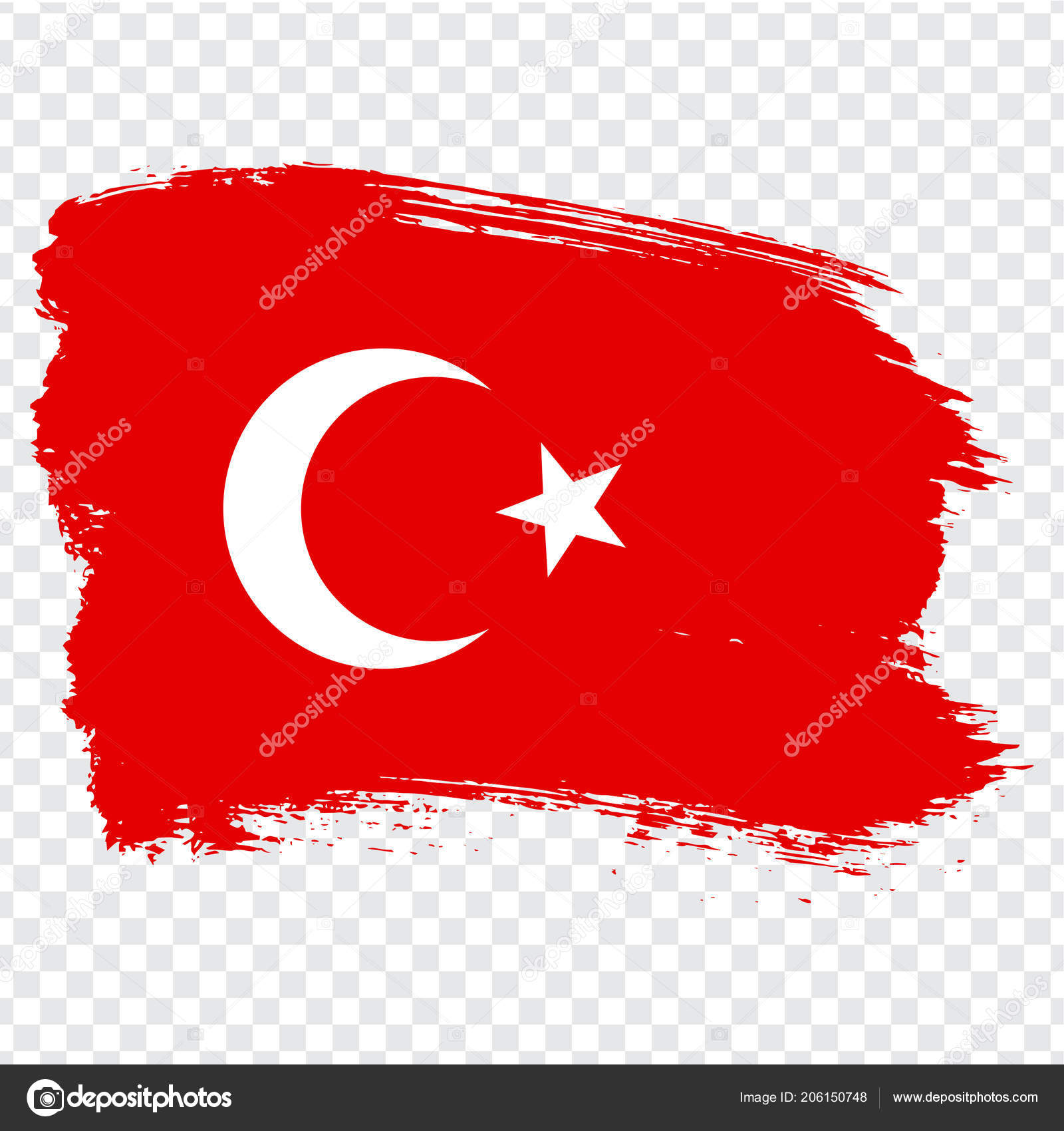 Bandera República Turca Fondo Pincelada Bandera Turquía Sobre Fondo ...