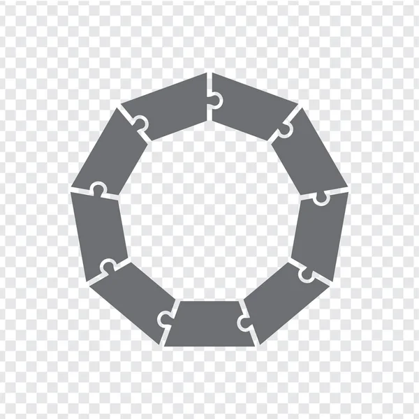 Simple icon puzzles on transparent background. Gray circle of puzzle ...