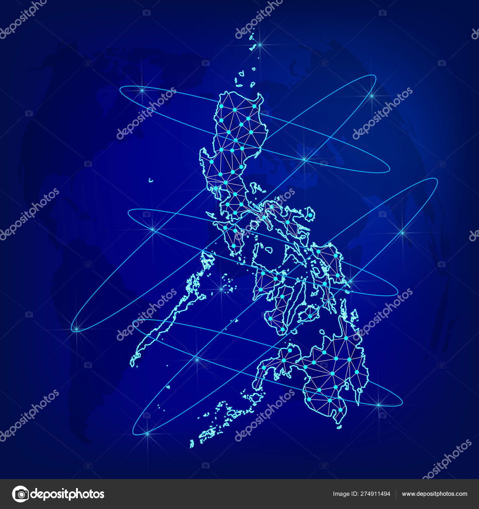 Conceito de rede logística global. Mapa da rede de comunicações ...