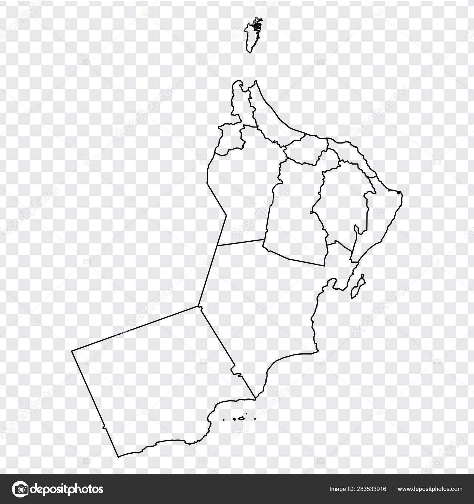 Blank map Oman. High quality map of Oman with provinces on transparent background for your web ...