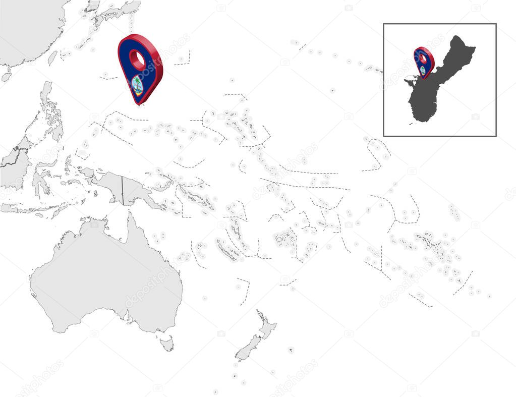 Mapa de ubicación de Guam en el mapa Oceanía y Australia. 3d Guam ...