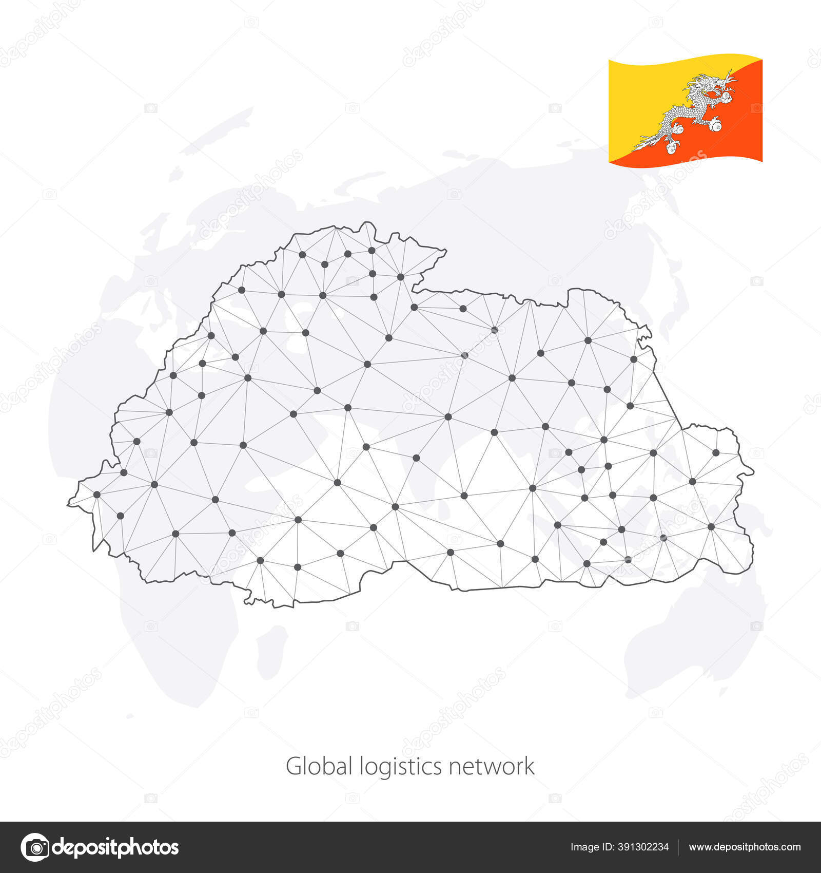 Global Logistics Network Concept Communications Network Map Butane ...