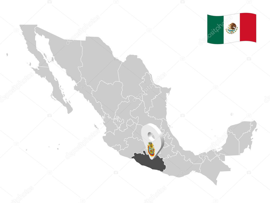 Ubicación de Guerrero en el mapa México. 3d signo de ubicación de ...