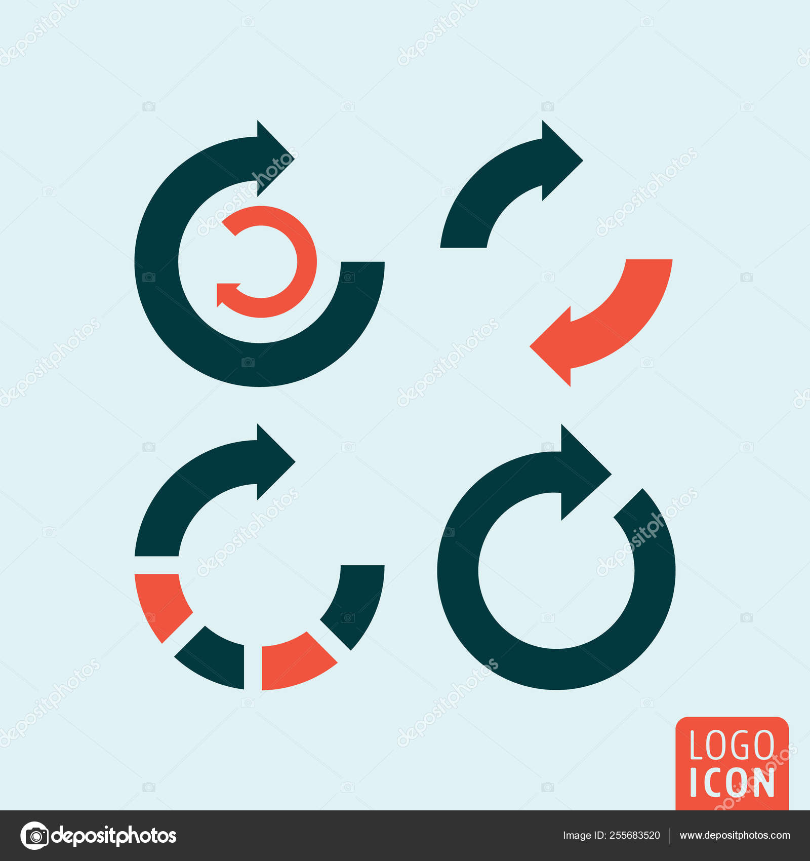 Rotation arrow set. Infographic round arrows. Vector illustration ...