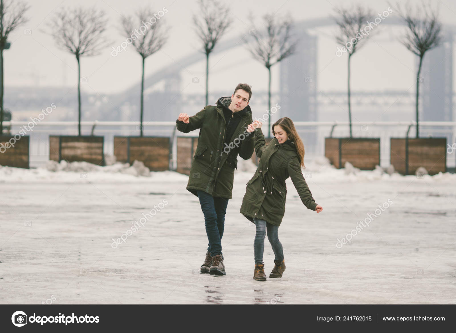 Falling On Ice Couple