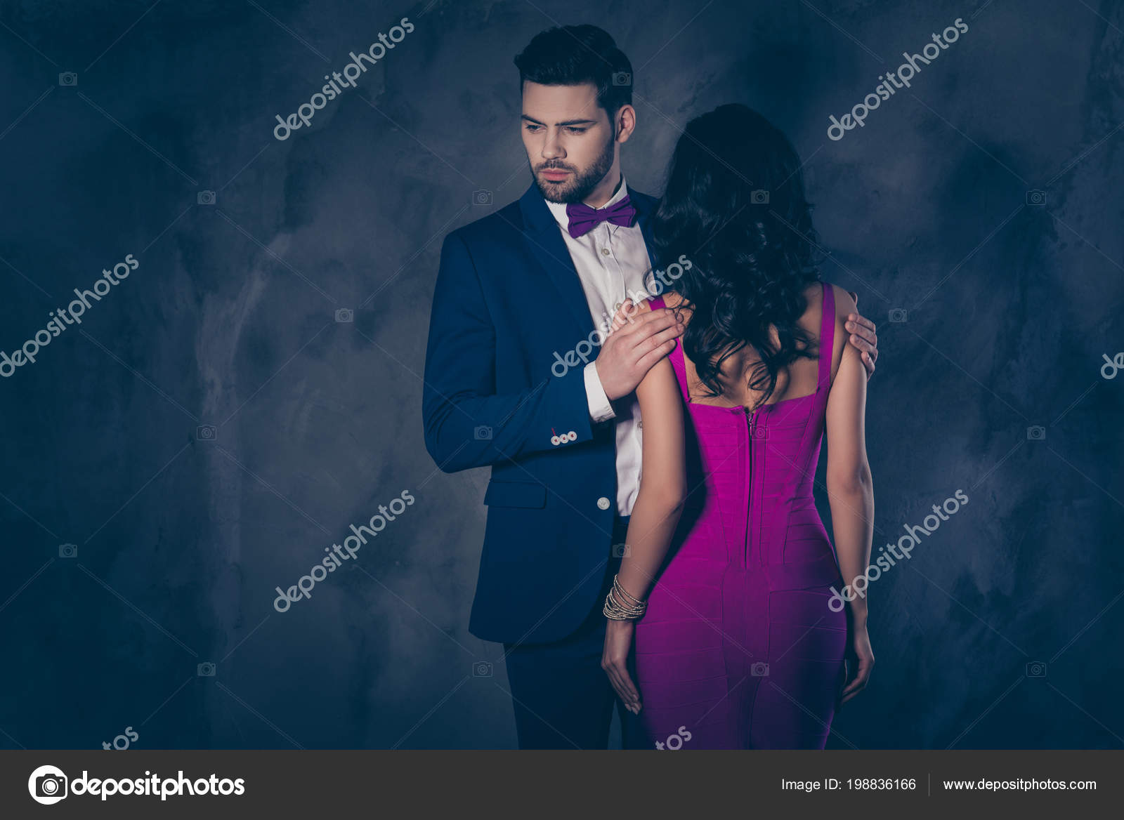 Rear View Pretty Brunette Woman Curly Hair Booty Bum Harsh Stock Photo ...