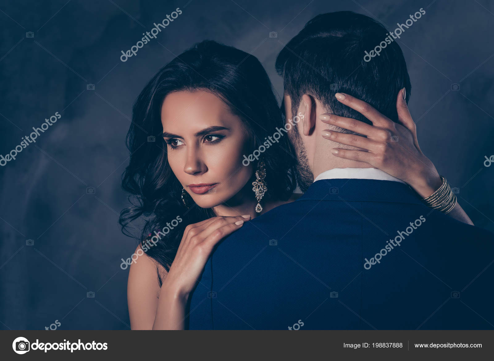 Portrait Pretty Charming Lady Earring Bonding Touching Secret ...