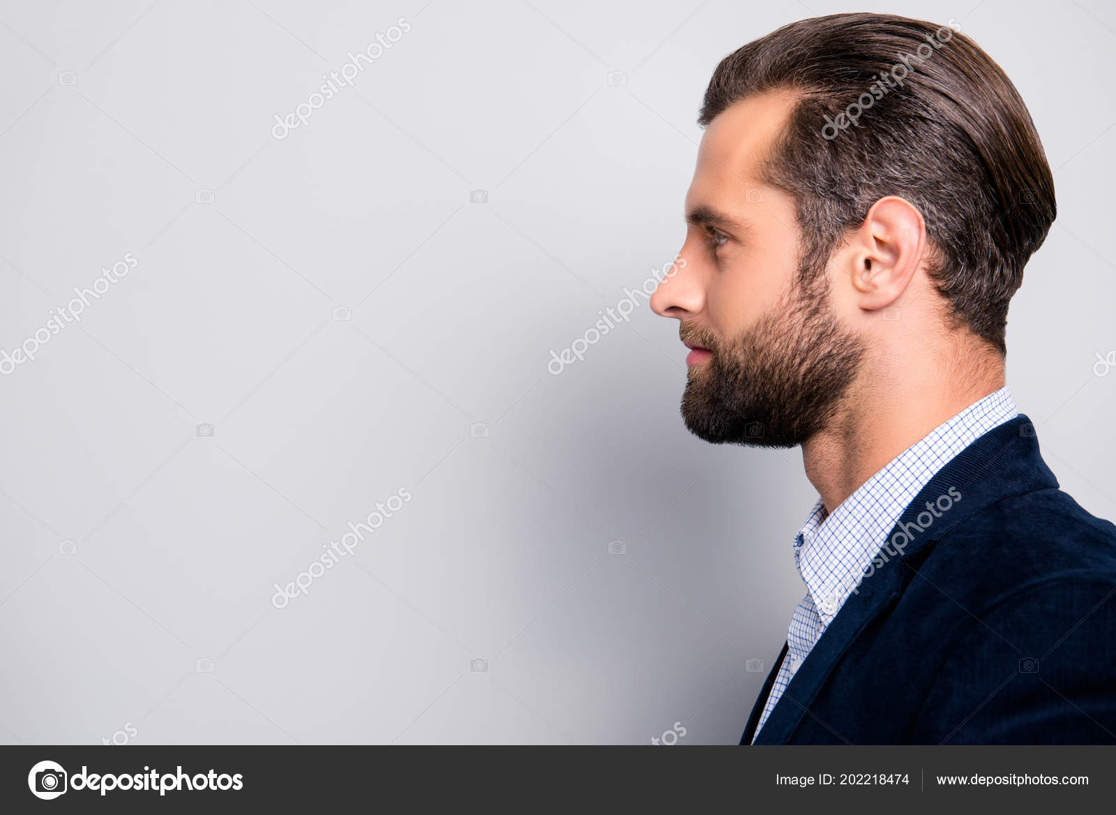 Profile Side View Half Faced Portrait Attractive Groomed Elegant Dreamy ...