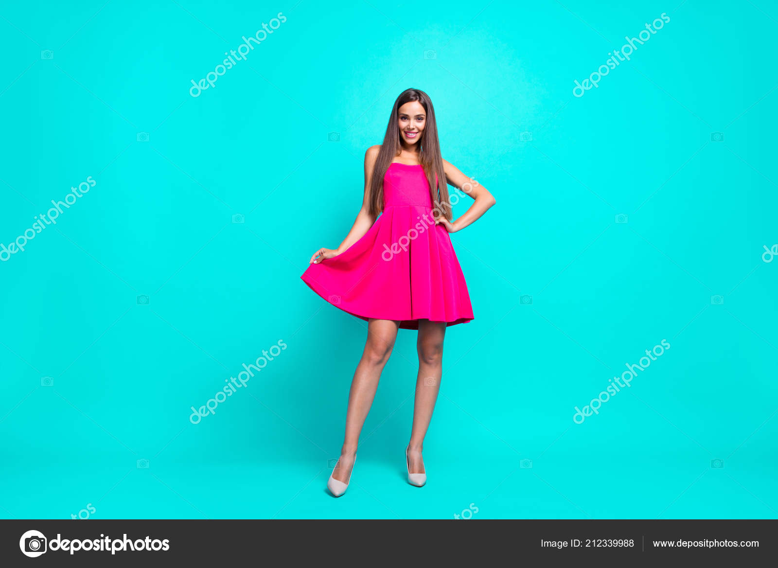 Full body length size studio photo portrait of pretty confident Stock ...