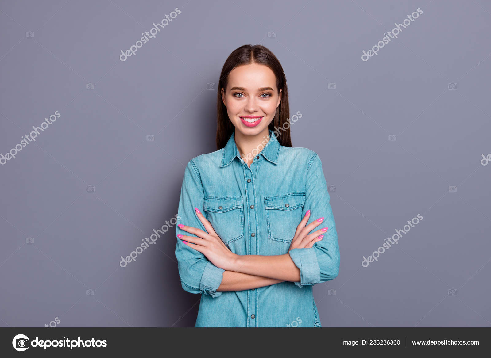 Photo of good-looking nice-dressed lady with her hollywood white Stock ...