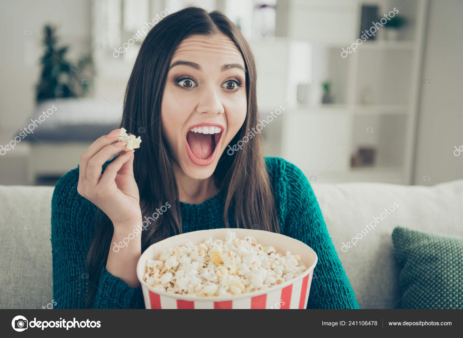 Beautiful funny joking crazy mad emotion expressing she her lady holding hugging large big ...