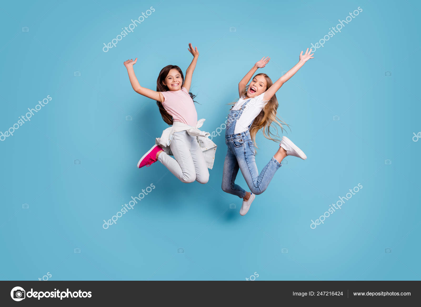 Full length body size view of two people nice-looking crazy lovely ...