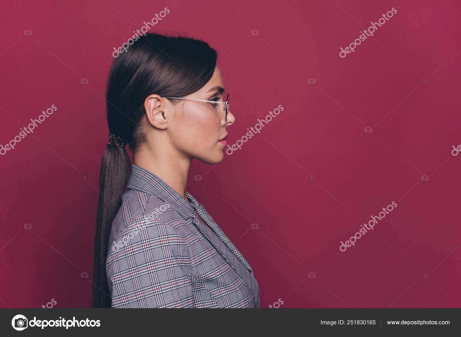 Profile side portrait of her she nice cute classy attractive lovely ...