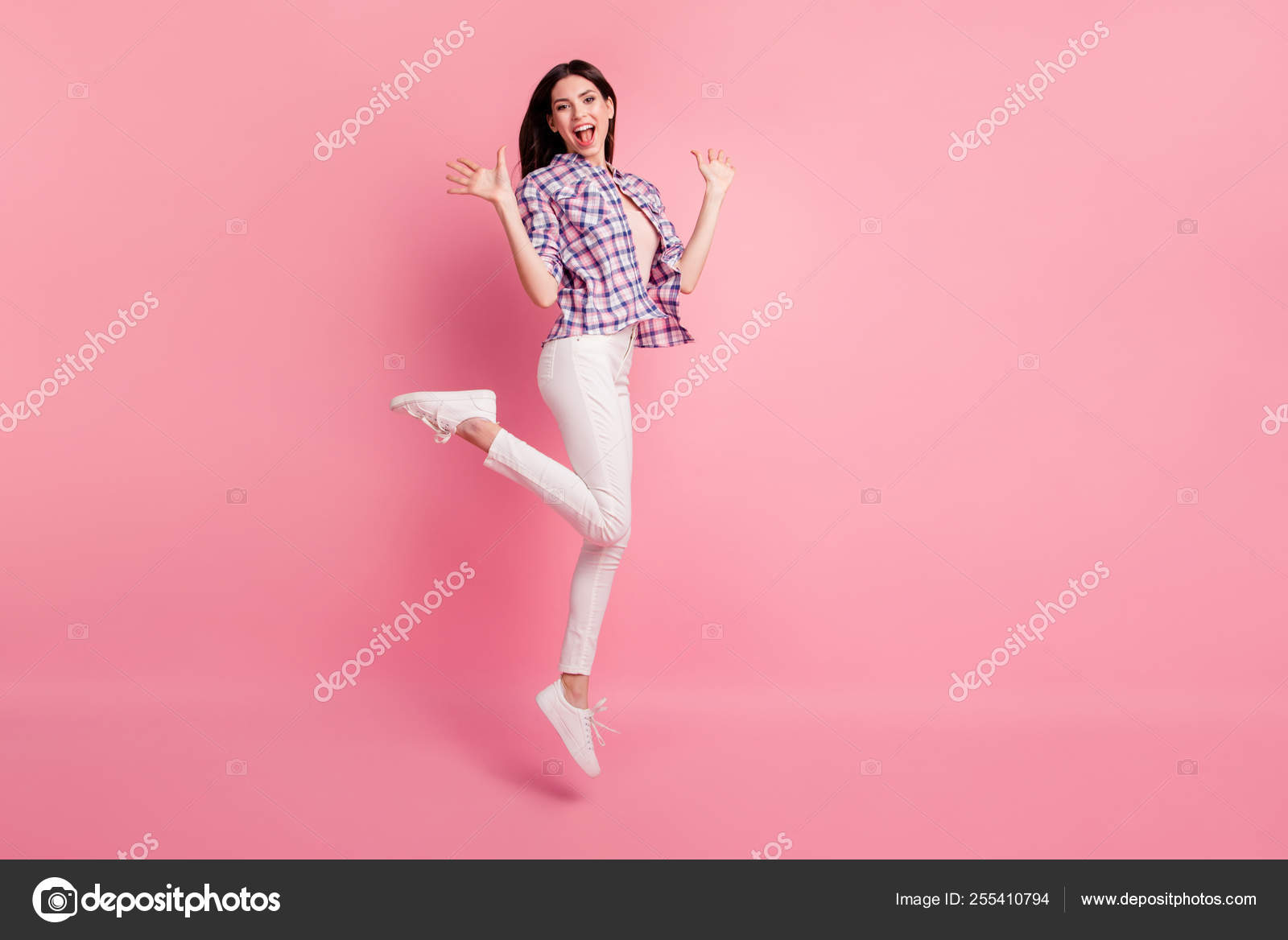 Full length side profile body size photo amazing beautiful her she lady ...