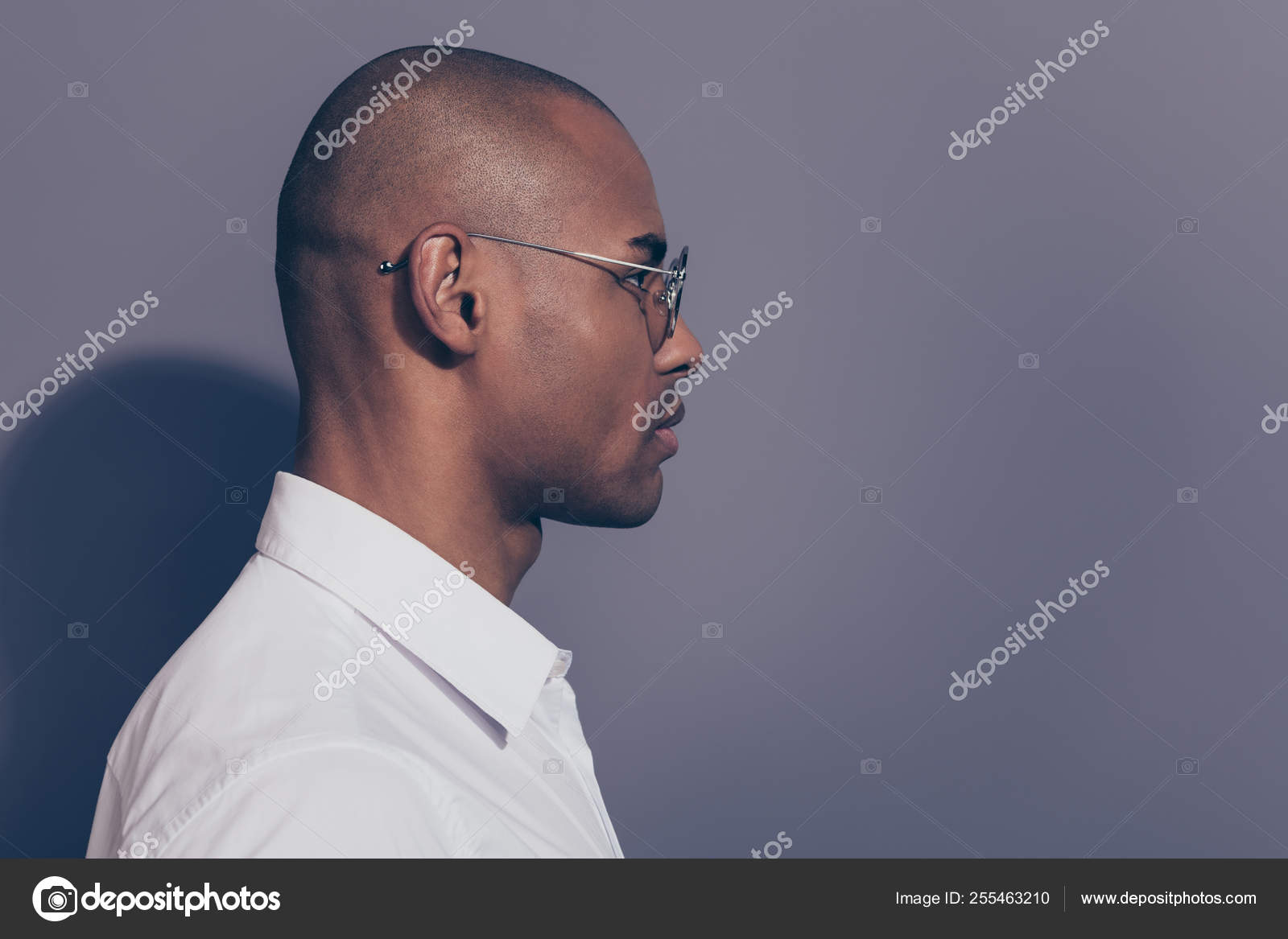 Close up side profile photo amazing dark skin he him his macho look ...