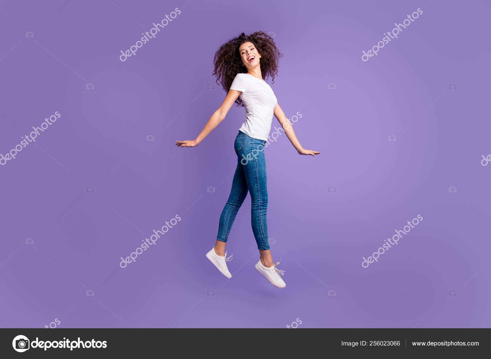 Full length side profile body size photo beautiful amazing she her lady ...