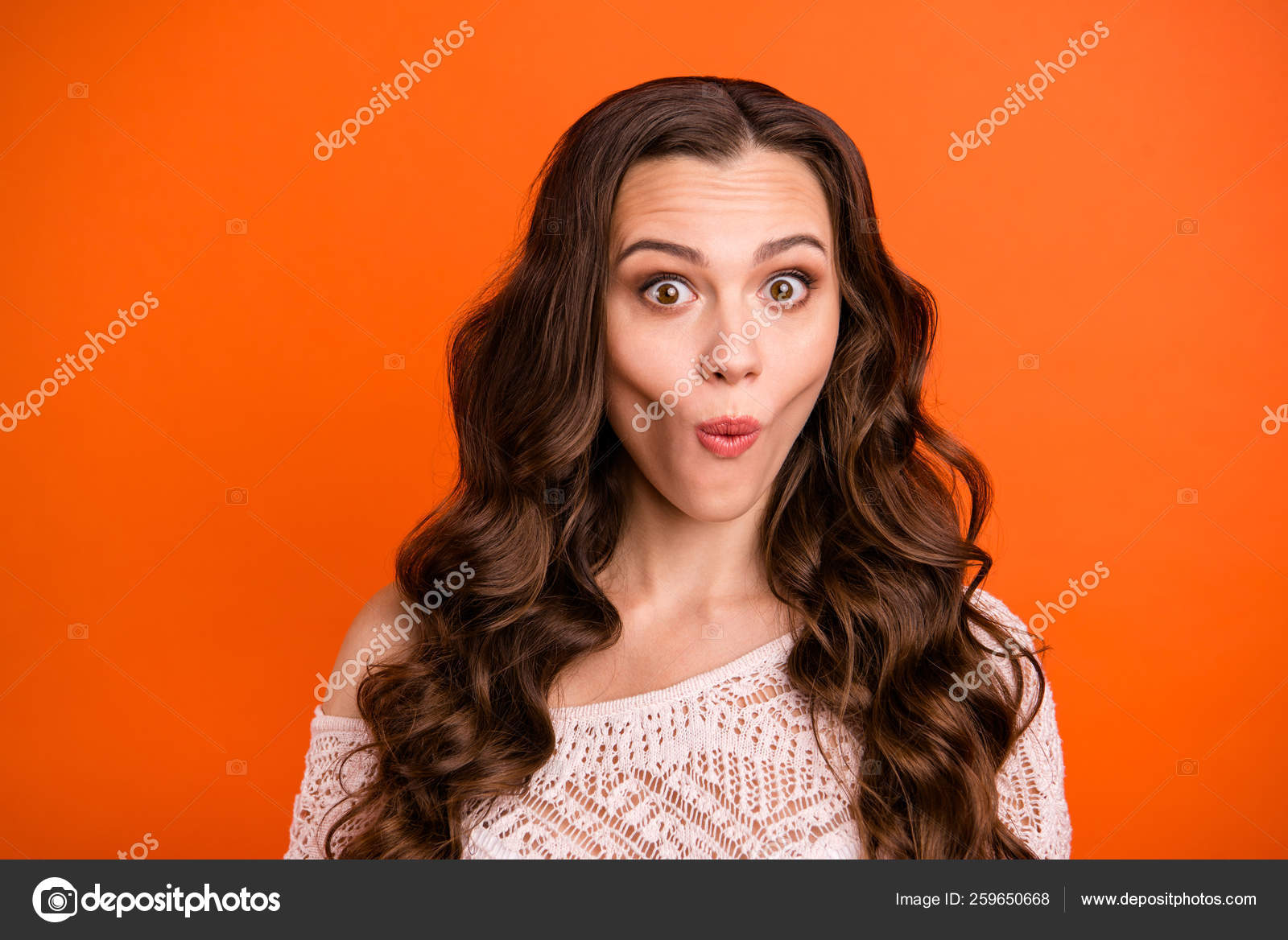 Close Up Portrait Of Her She Nice Looking Winsome Sweet Funny