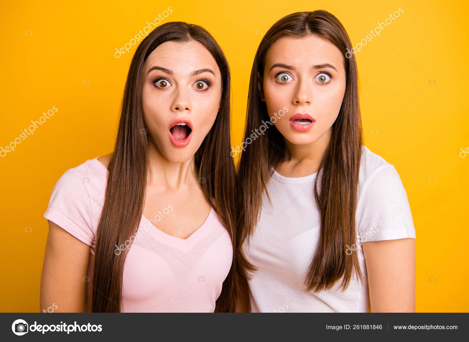 Close Up Photo Two People Beautiful Funky Funny She Her Ladies Models