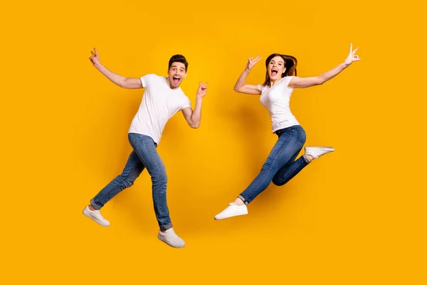 Full length body size view of nice attractive lovely funny funky ...