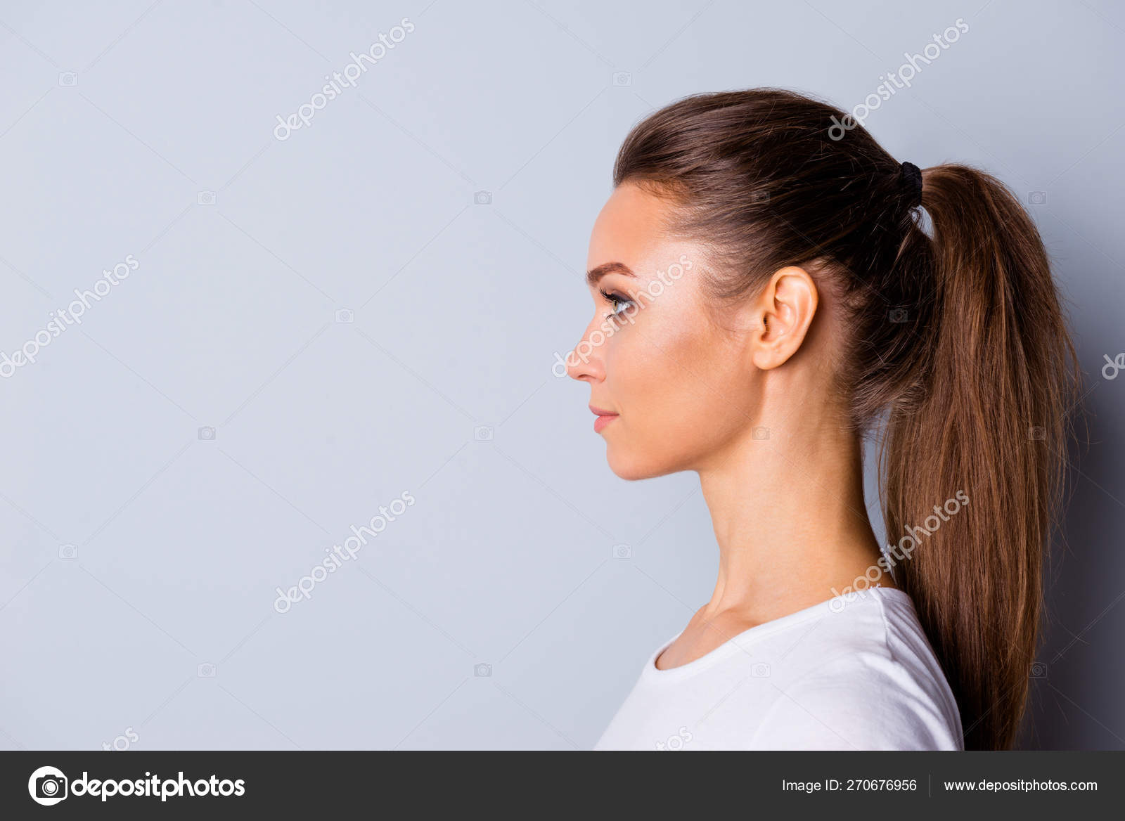Woman Side Profile Looking Up