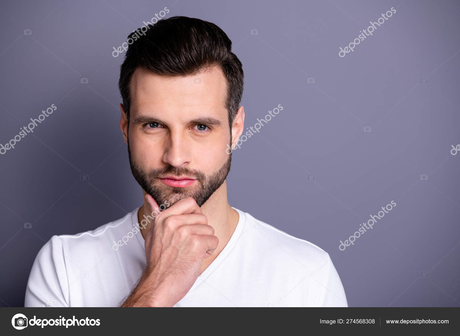 Close up photo amazing he him his macho perfect appearance look bath ...