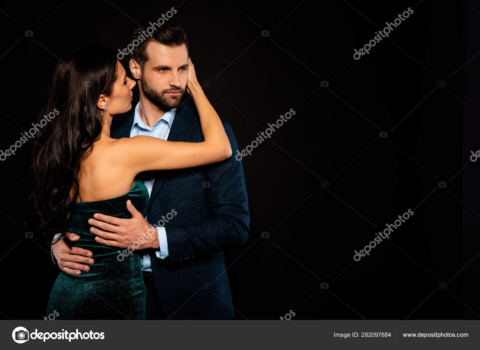 Close up back rear behind view photo beautiful she her wife he him his ...