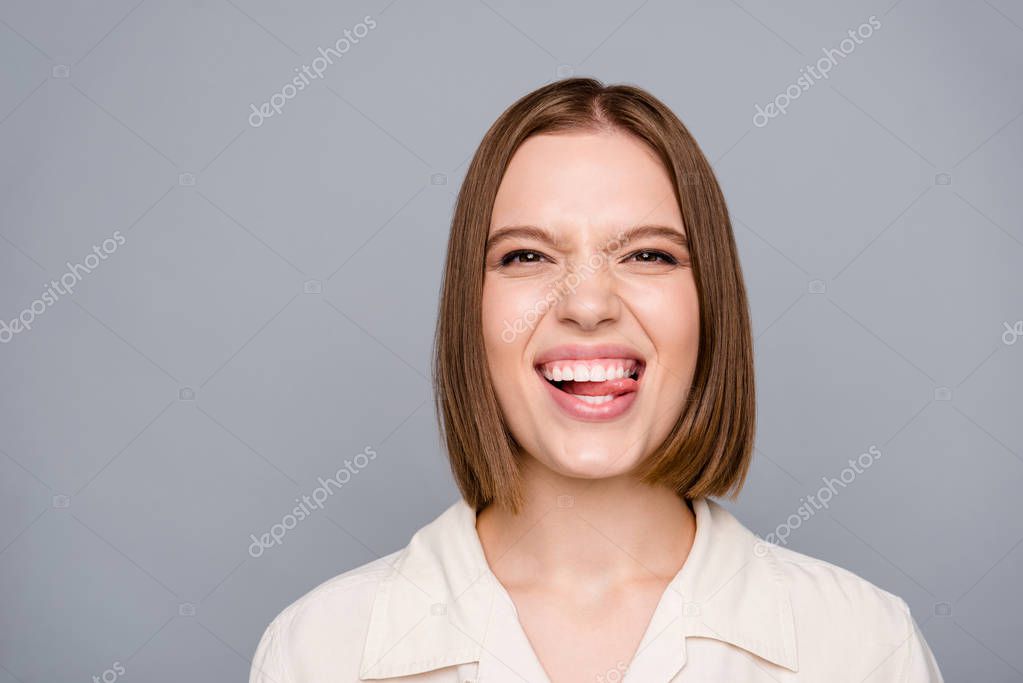 De cerca foto increíble loco ella su señora juguetona divertida ...