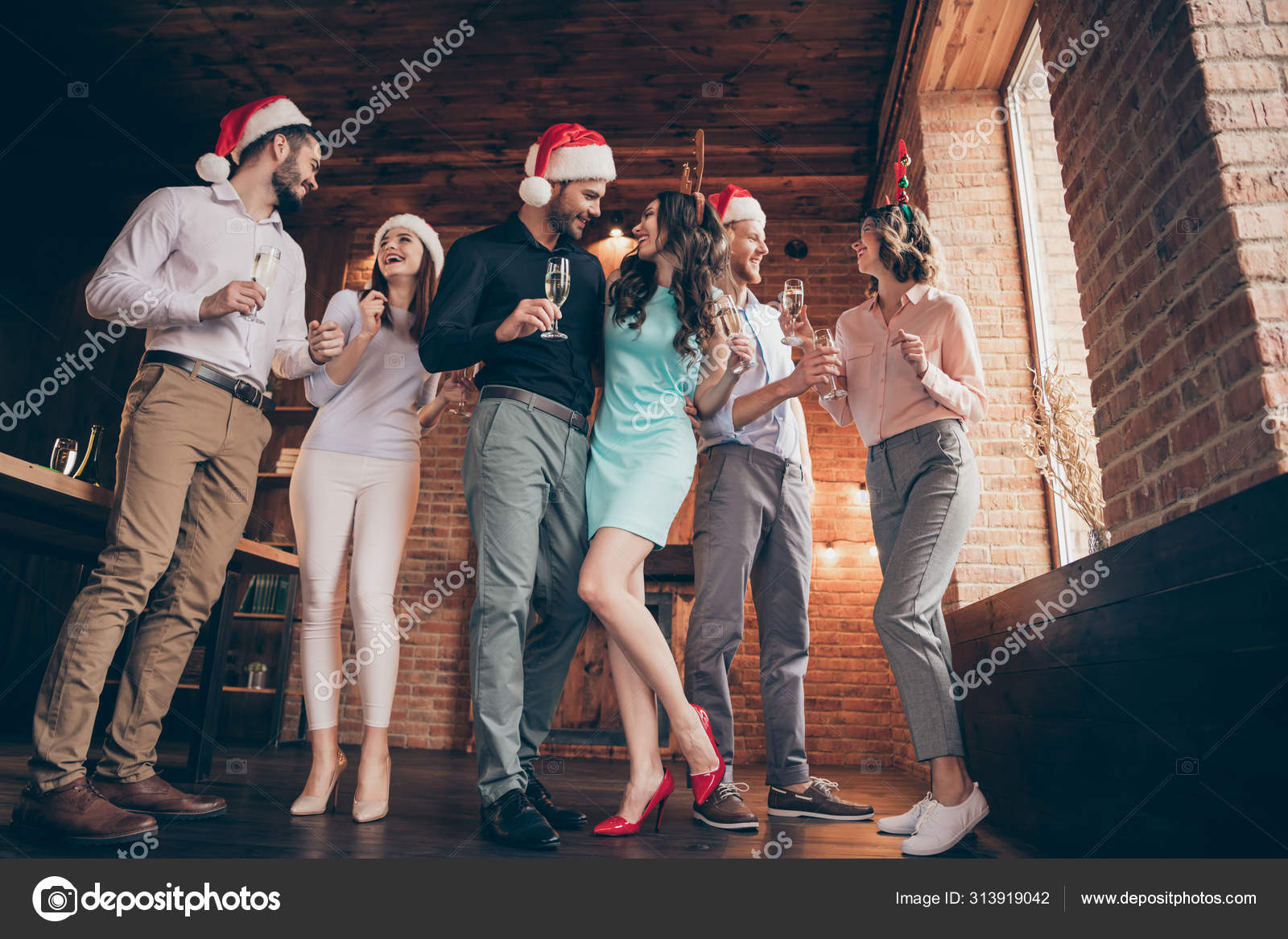 Low below angle view full length body size portrait of nice attractive ...