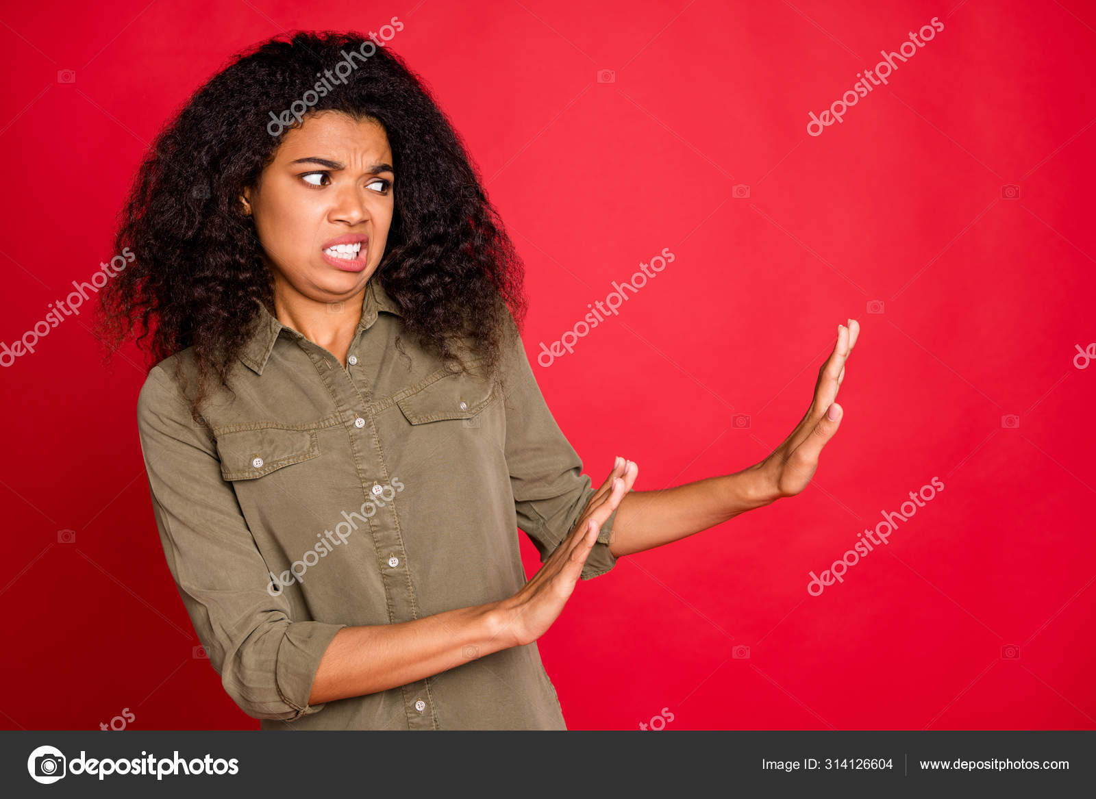 Photo of discontented scared afraid horrified expressing emotions of ...