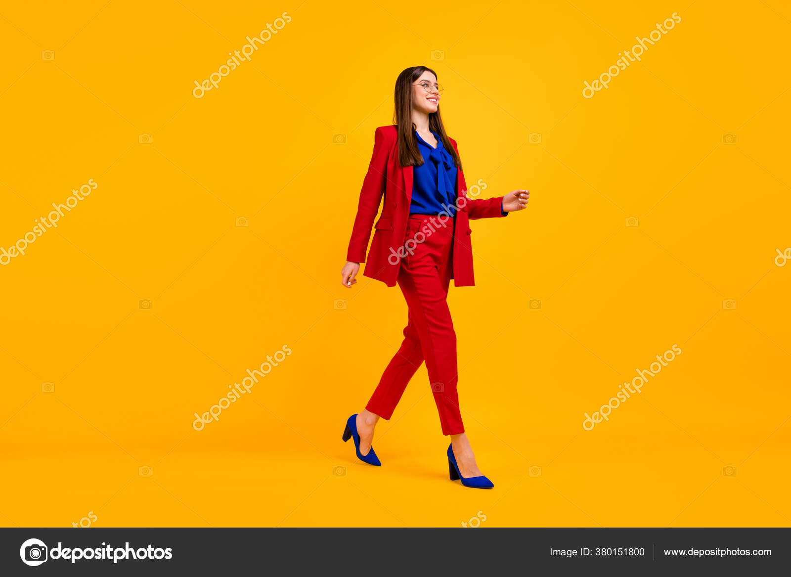Full body profile photo of attractive self-confident business lady ...