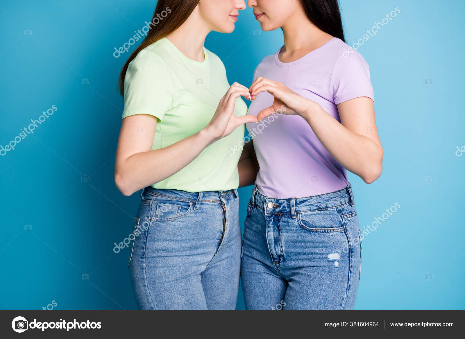 Cropped Photo Of Affectionate Feelings Lesbians Couple Young Ladies