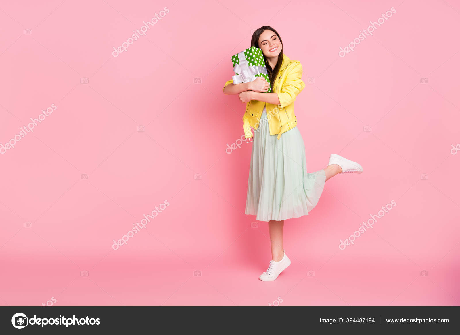 Full length body size view of her she nice attractive lovely feminine ...