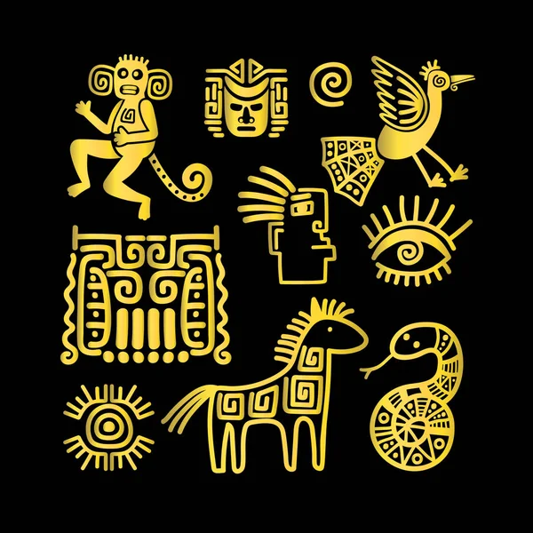 Inca animal symbols | Aztec and maya ancient animal symbols — Stock ...