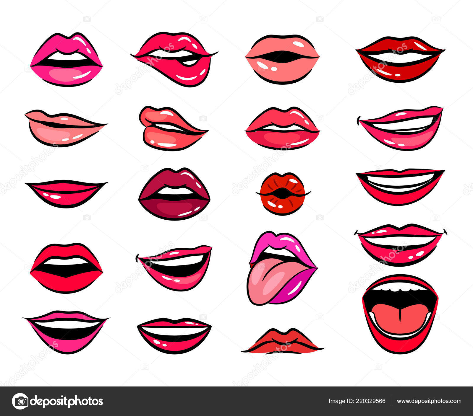 Comic female lips | Comic female lips set — Stock Vector © ssstocker ...