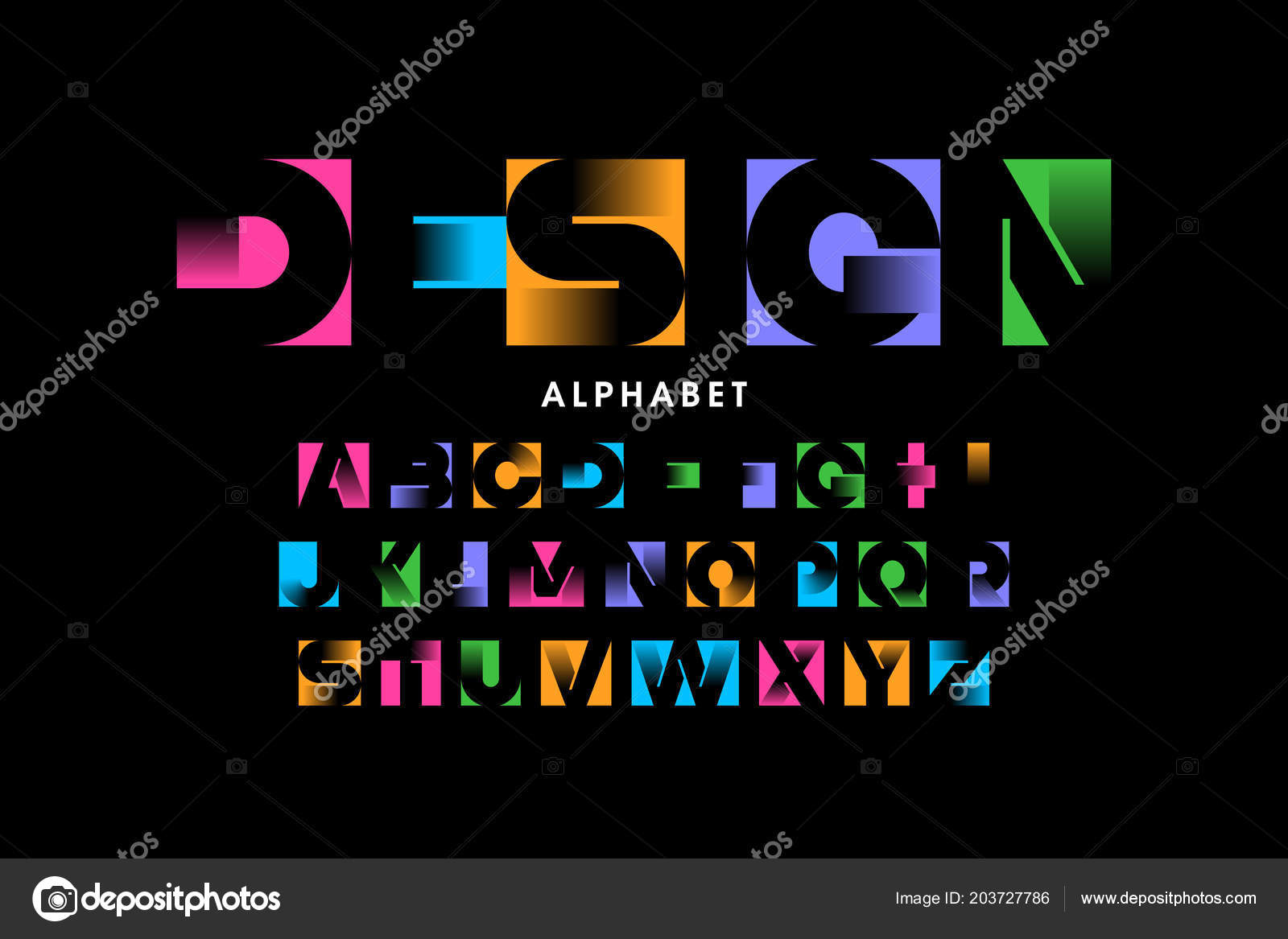 Vibrant Color Modern Font Vector Illustration Stock Vector Image by ...