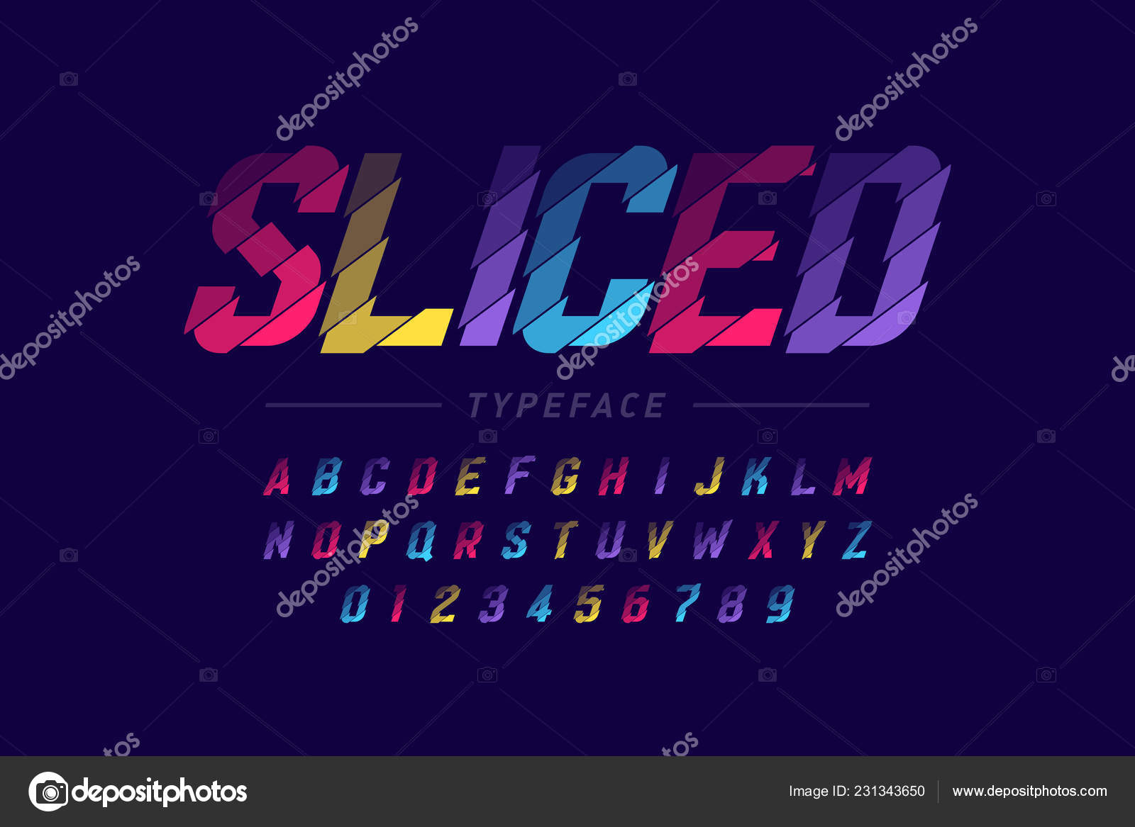 Sliced Font Design Alphabet Letters Numbers Stock Vector Image by ...