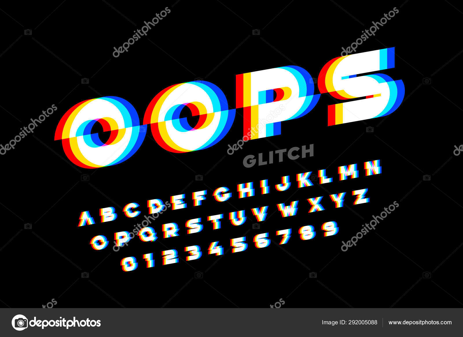Glitch Style Font Design Distorted Alphabet Letters Numbers — Stock ...