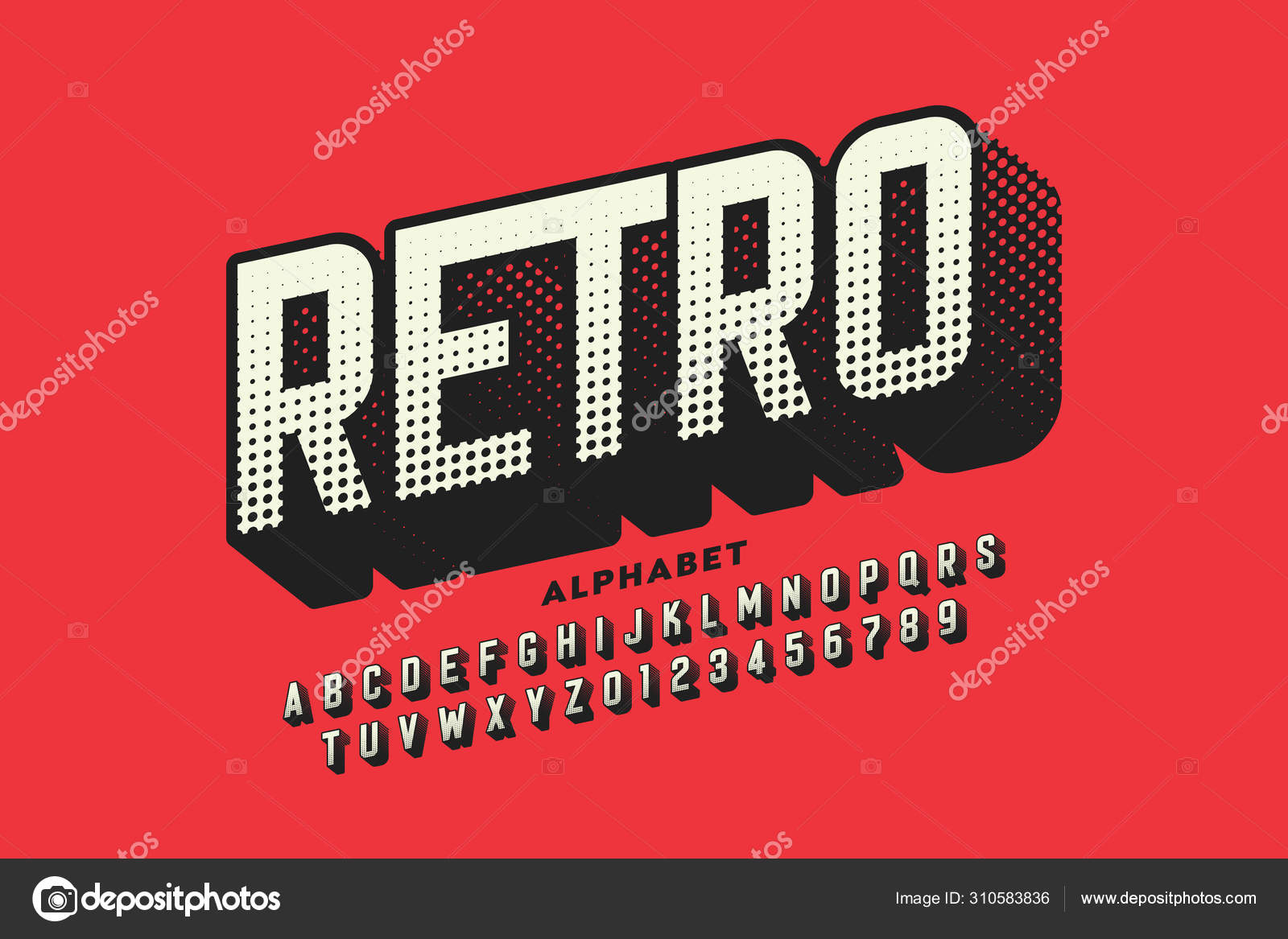 Retro Style Font Retro Alphabet Letters Numbers Stock Vector Image by ...