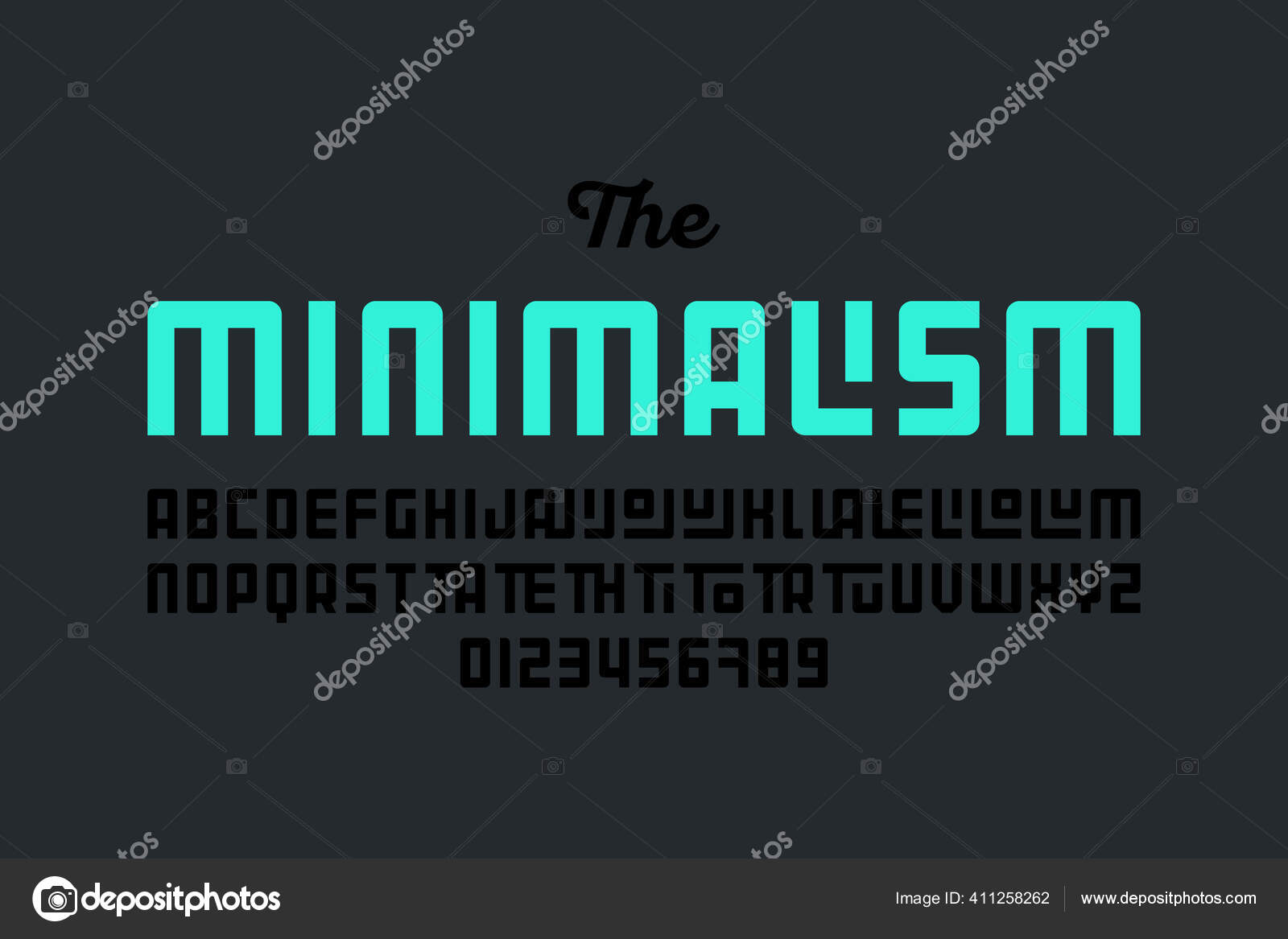 Minimal Style Font Design Alphabet Letters Numbers Ligatures Vector ...