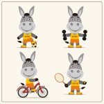 Cute Cartoon Characters Donkeys Costumes Cowboy Pirate Viking Red ...