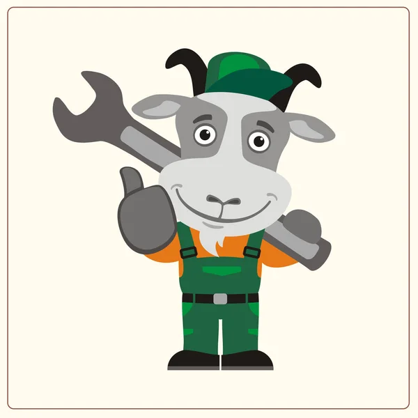 Cute Funny Cartoon Character Bull Mechanic Wearing Overalls Large ...